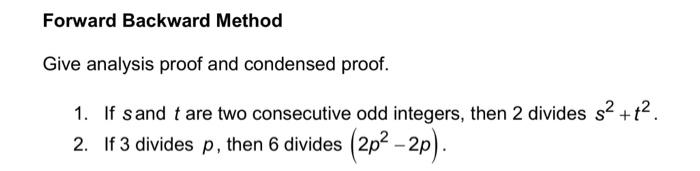 Solved Forward Backward Method Give analysis proof and | Chegg.com