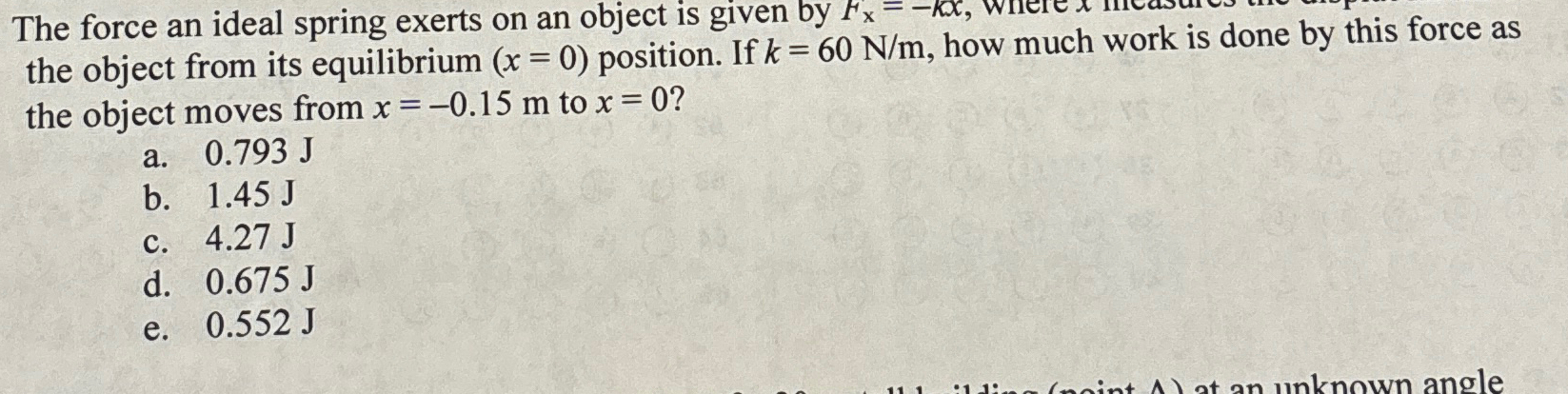 Solved The force an ideal spring exerts on an object is | Chegg.com