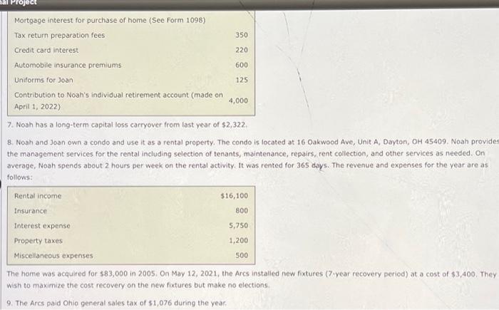 Comprehensive Problem 1 - Part 1: Taxpayer | Chegg.com