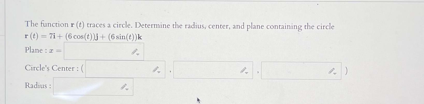 Solved The function r(t) ﻿traces a circle. Determine the | Chegg.com