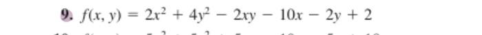 Solved f(x,y)=2x2+4y2−2xy−10x−2y+2 | Chegg.com