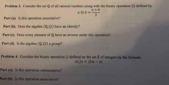Solved Problem 3. ﻿Consider the set Q ﻿of all rational | Chegg.com