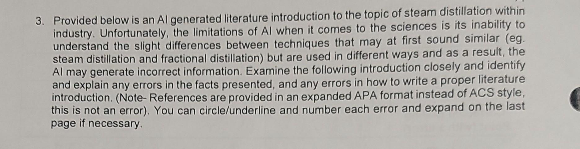 3. Provided below is an Al generated literature | Chegg.com