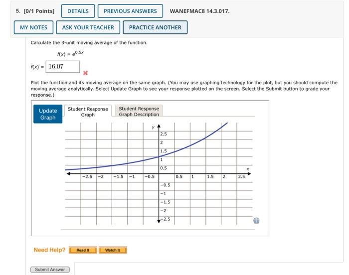 Solved Calculate The 3 Unit Moving Average Of The Function