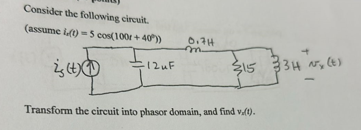 Solved Consider the following circuit.(assume is(t) = 5 | Chegg.com