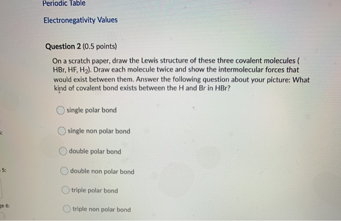 Solved Periodic Table Electronegativity Values Question 2 | Chegg.com