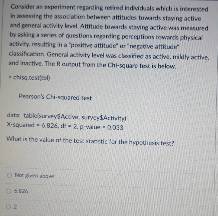 Solved Consider an experiment regarding retired individuals | Chegg.com