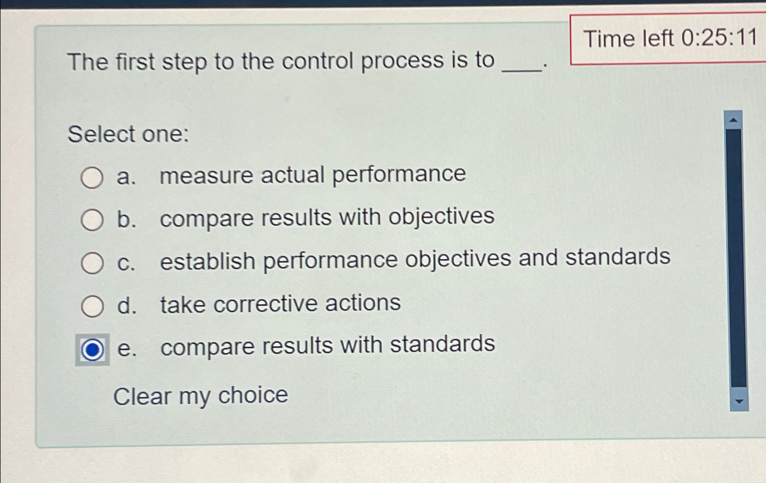 Solved The first step to the control process is toTime left | Chegg.com