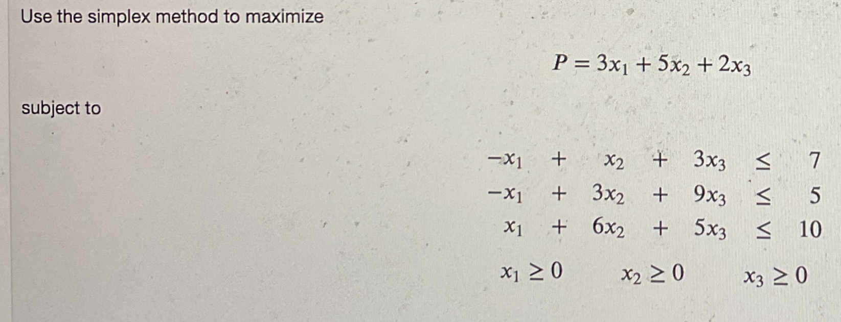 Solved Use the simplex method to | Chegg.com