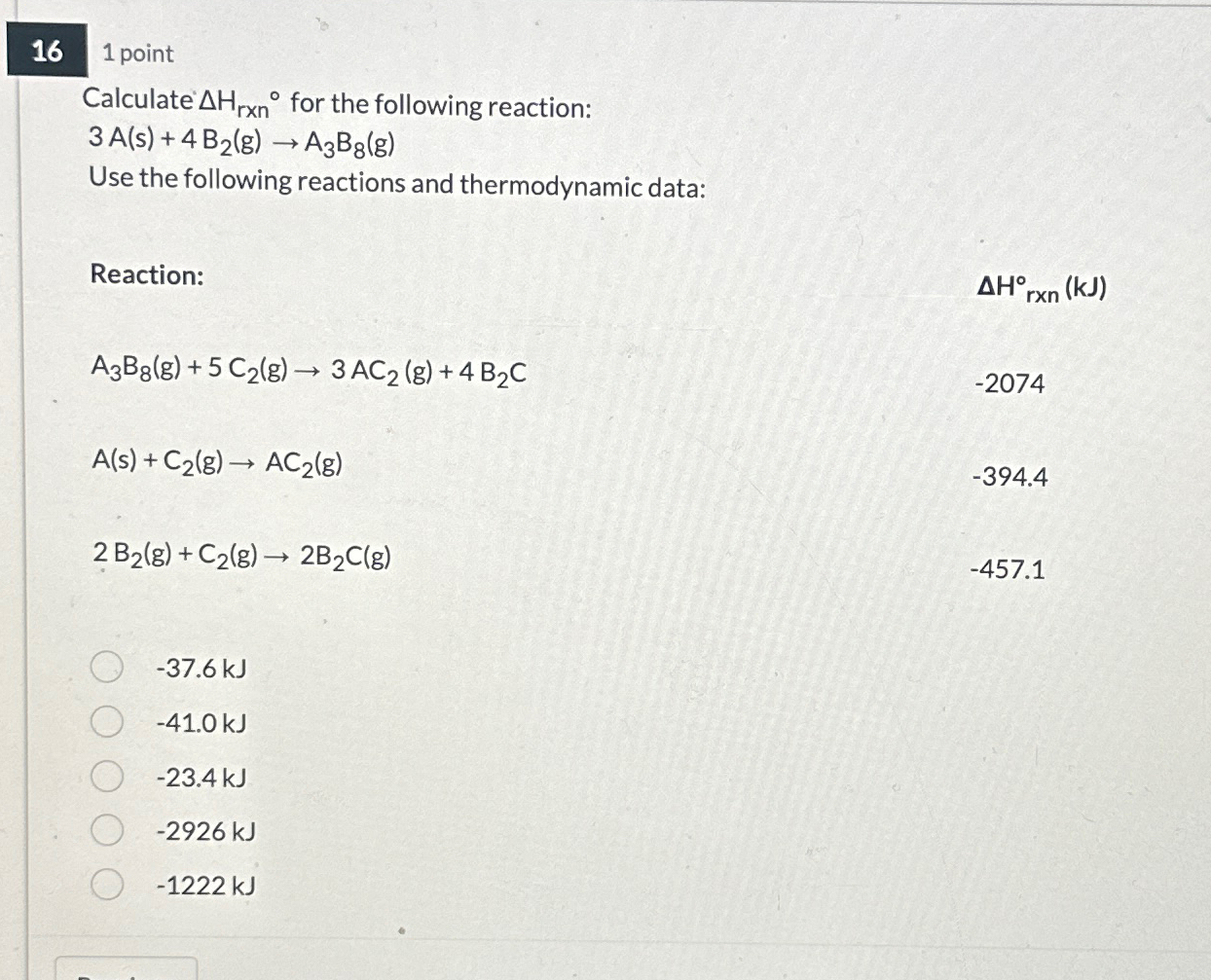 Solved 161 ﻿pointCalculate ΔHrxn° ﻿for the following | Chegg.com