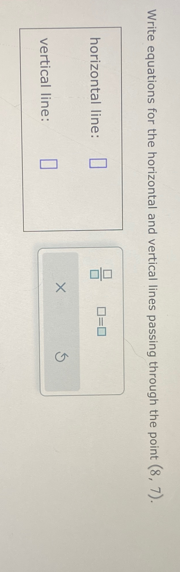 Solved Write equations for the horizontal and vertical lines | Chegg.com
