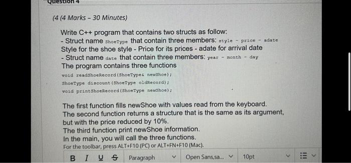 Solved 4 4 Marks 30 Minutes Write C Program That 6109