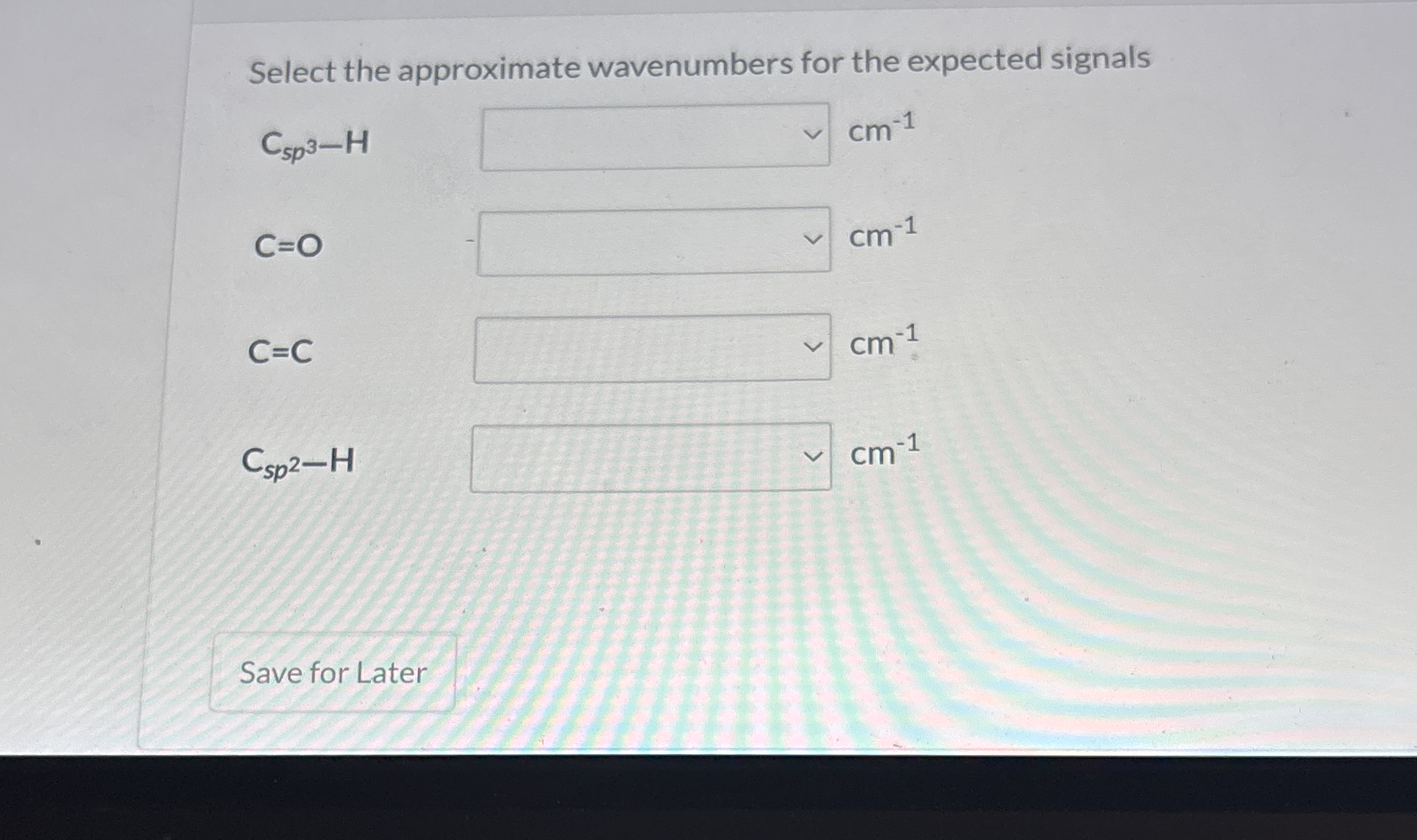 Solved Select the approximate wavenumbers for the expected | Chegg.com