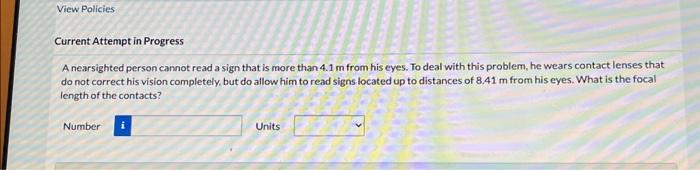A nearsighted person cannot read a sign that is more | Chegg.com