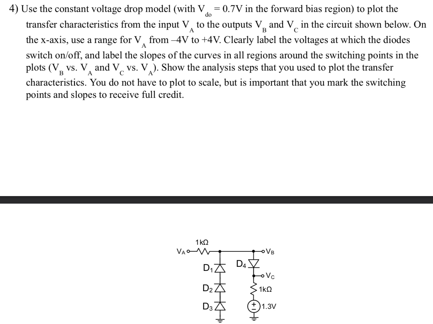 Solved Use the constant voltage drop model (with Vdo=0.7V | Chegg.com