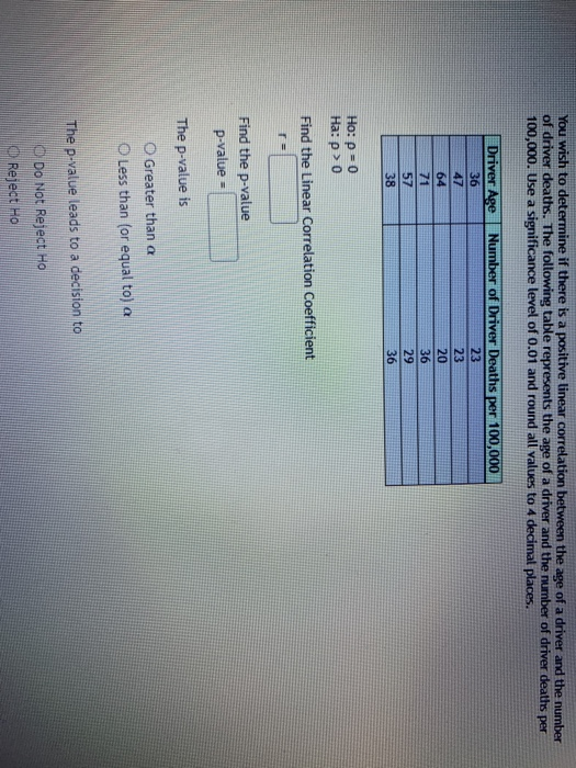 Solved You wish to determine if there is a positive linear | Chegg.com