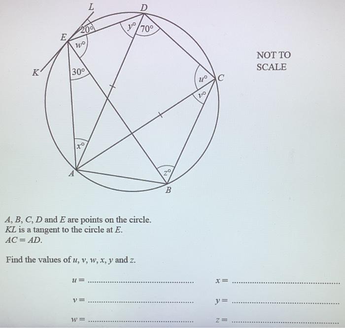 Solved A, B, C, D, and E are point on the circe.KL is a | Chegg.com