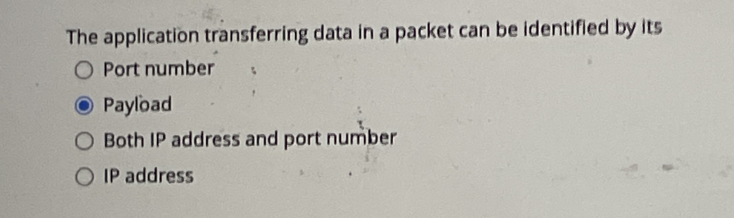 Solved The application transferring data in a packet can be | Chegg.com