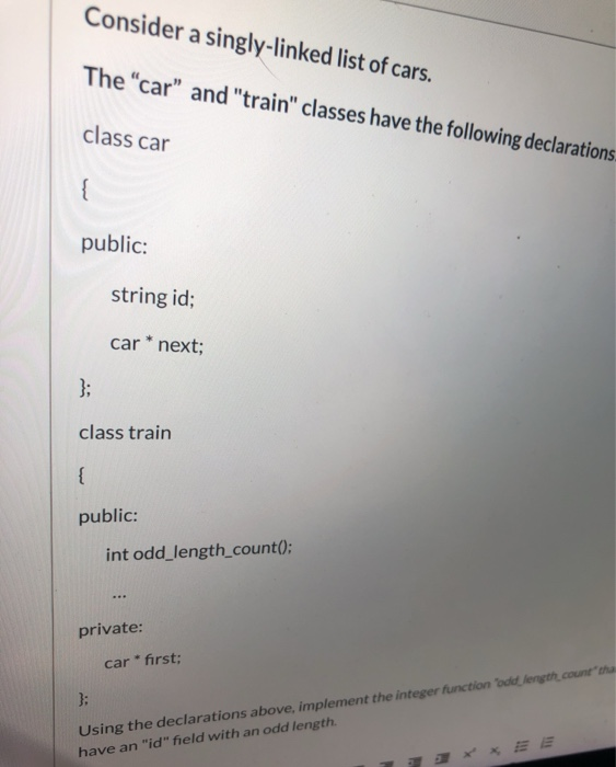 Solved Consider a singly-linked list of cars. The "car" and | Chegg.com