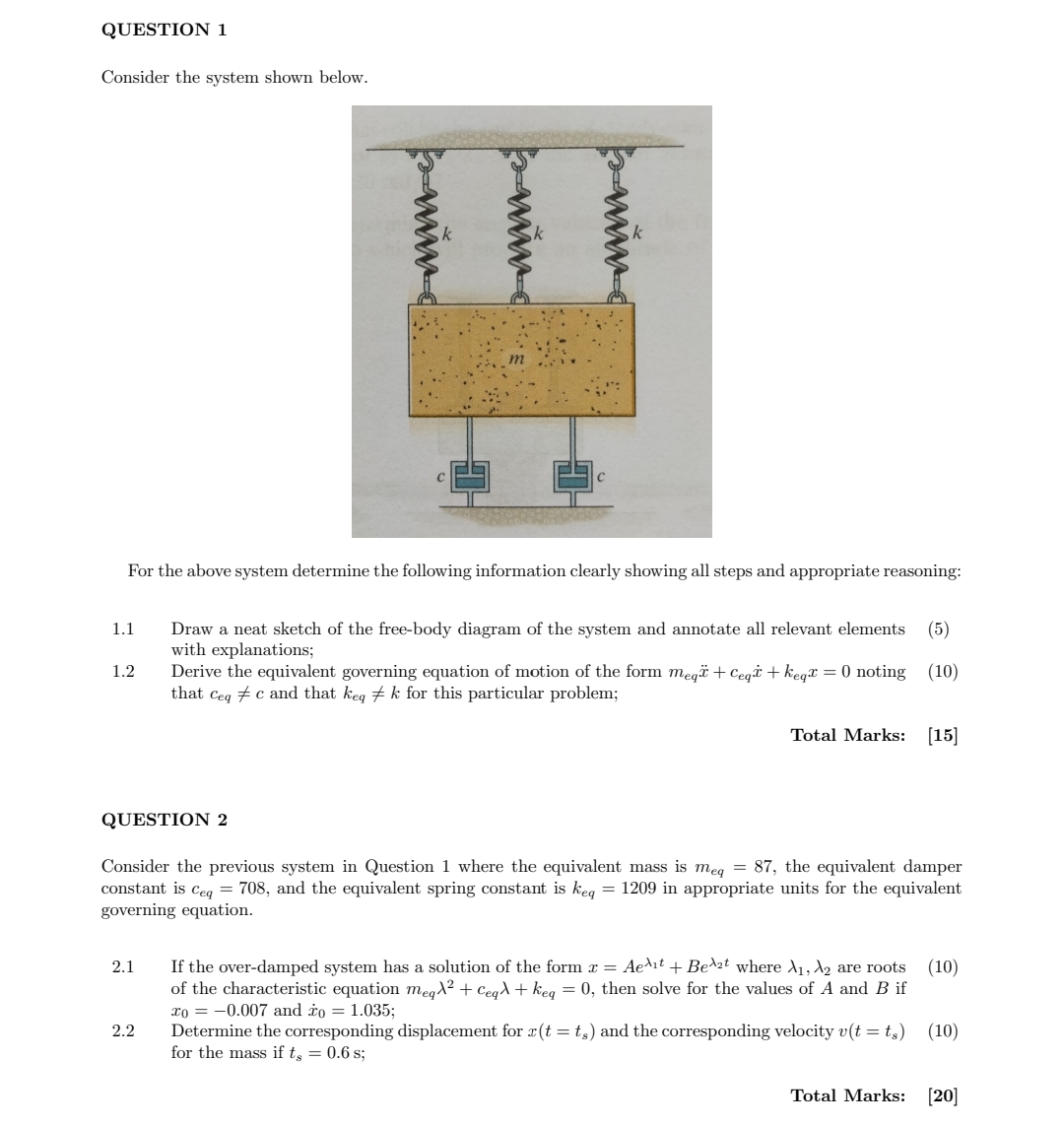 Solved QUESTION 1Consider the system shown below.For the | Chegg.com