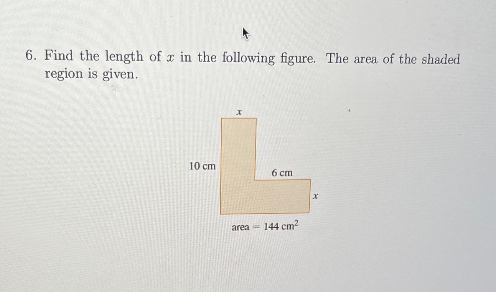 Solved Find the length of x ﻿in the following figure. The | Chegg.com