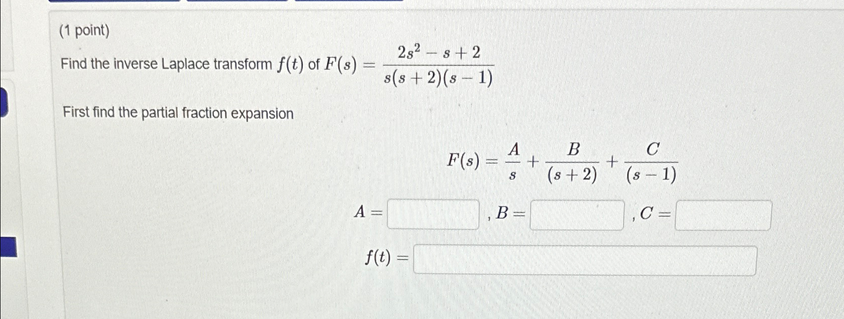 Solved 1 ﻿point Find The Inverse Laplace Transform F T ﻿of