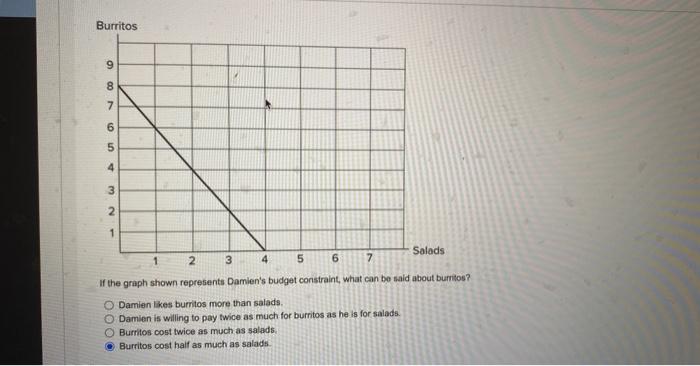 Solved If the graph shown represents Damien's budget | Chegg.com