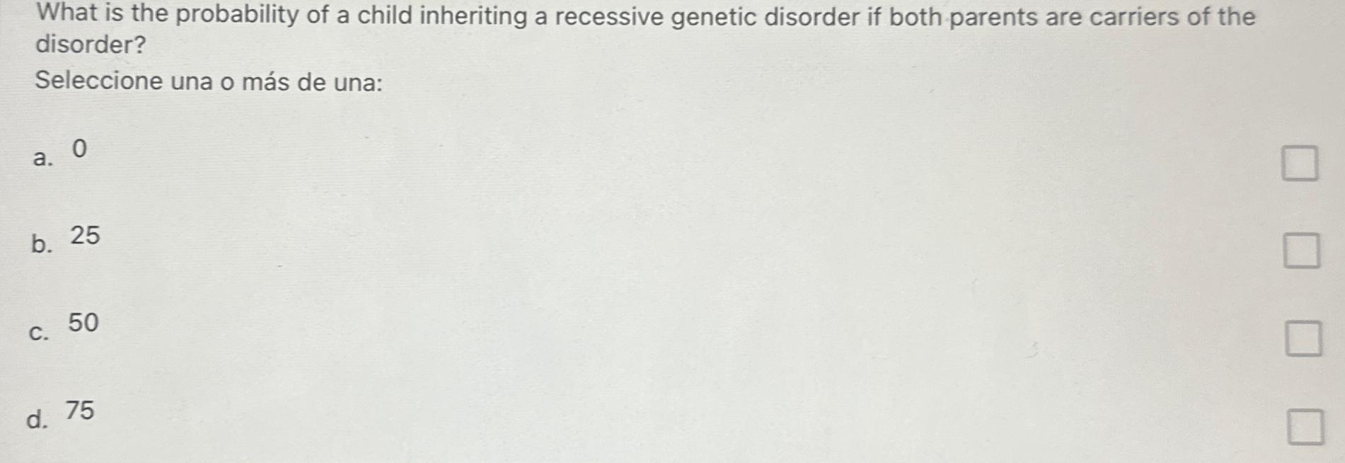 Solved What is the probability of a child inheriting a | Chegg.com