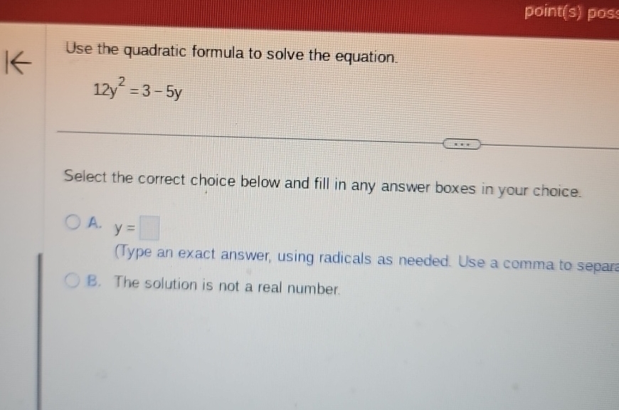 Solved Use The Quadratic Formula To Solve The