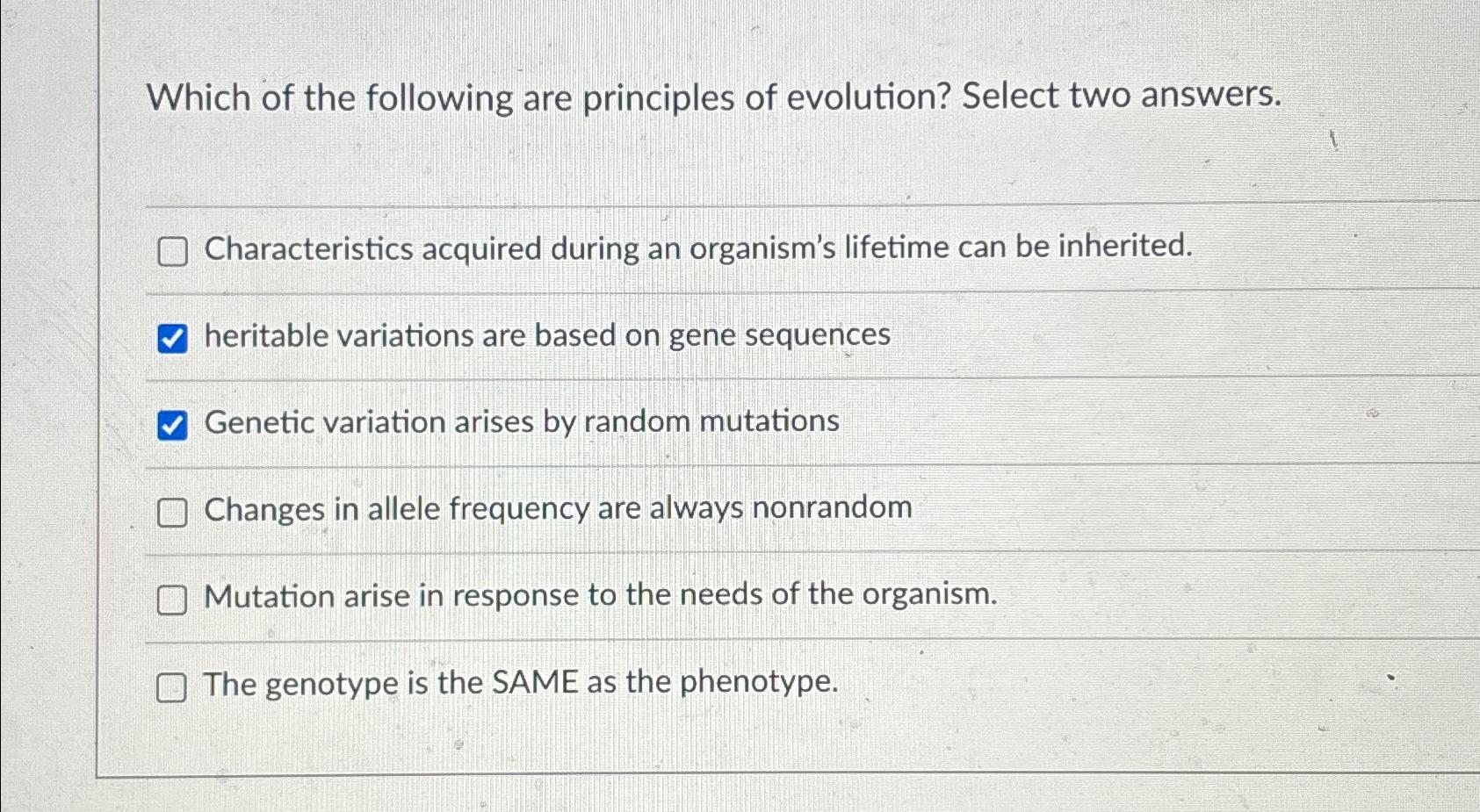 Solved Which of the following are principles of evolution? | Chegg.com