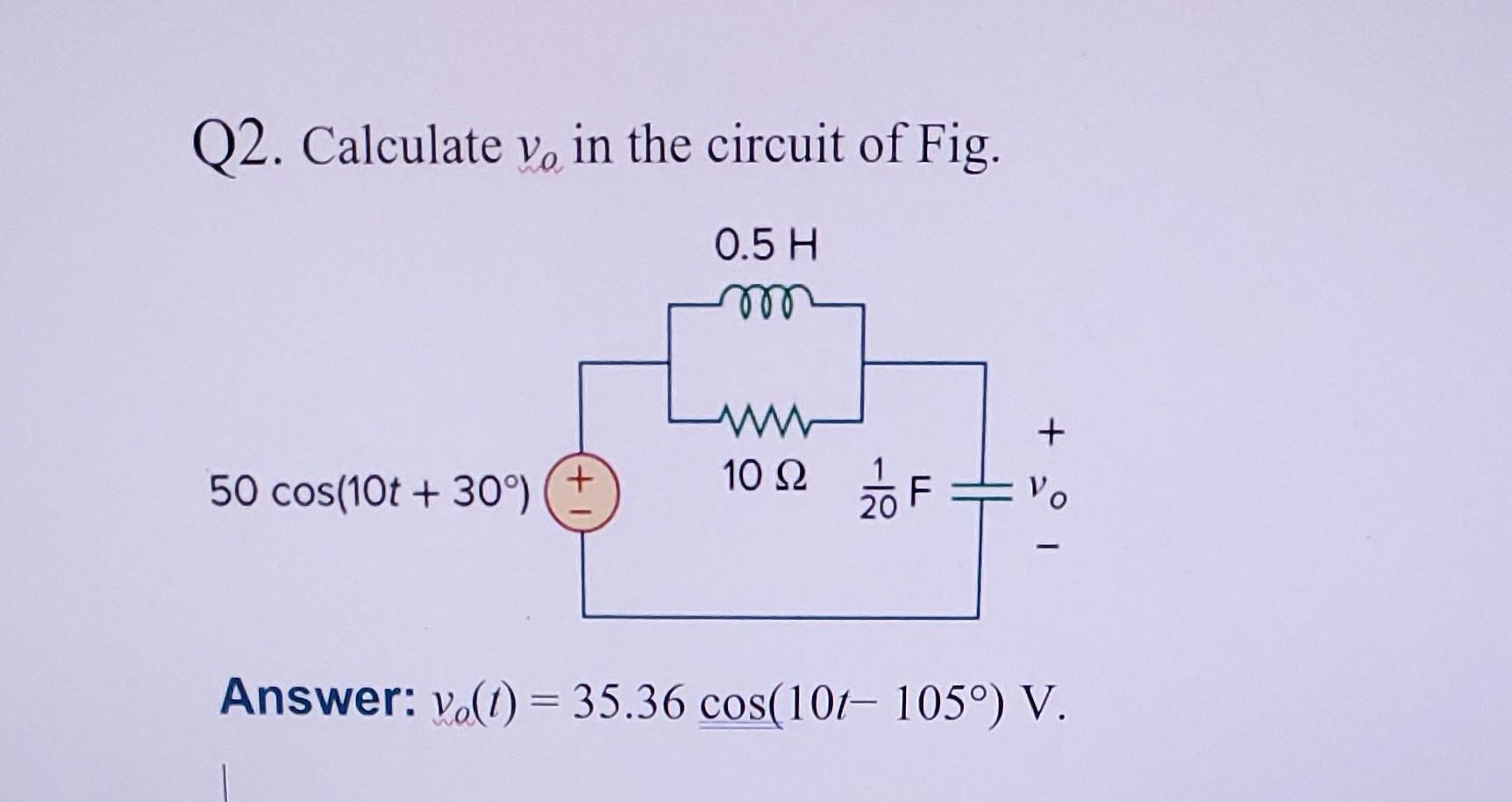 Solved Q2. Calculate v0 in the circuit of Fig. Answer: | Chegg.com