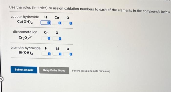 Solved Use the rules (in order) to assign oxidation numbers | Chegg.com