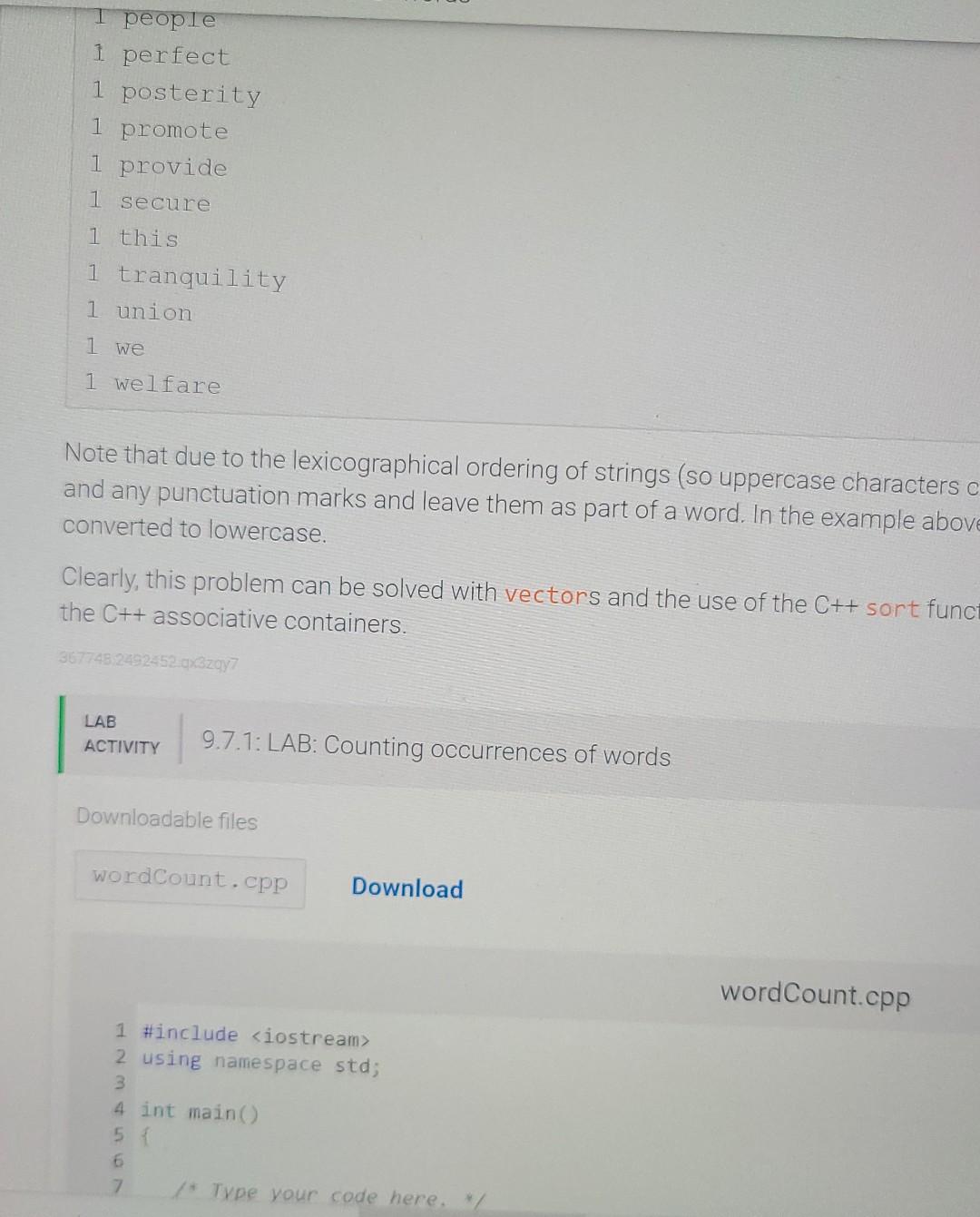 Solved 97 Lab Counting Occurrences Of Words Specifications 