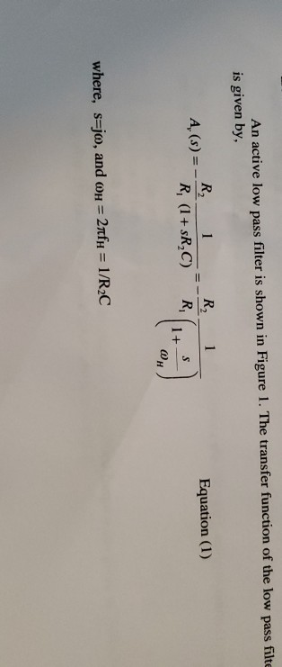 Solved Use R1 = 0.1 k 2, R2 = 3.183 k2, C = 0.01uF, | Chegg.com