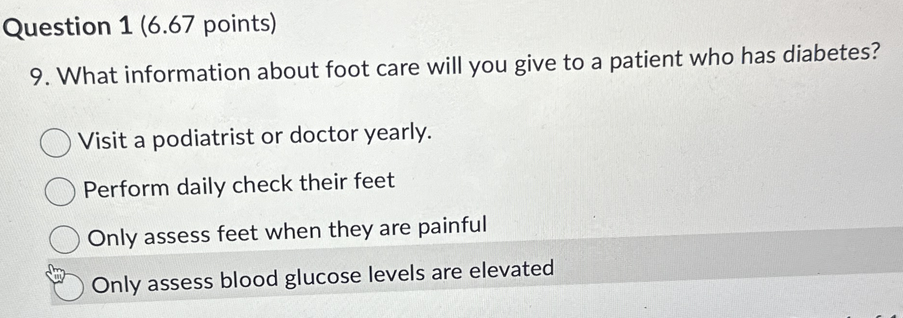 Solved Question 1 ( 6.67 ﻿points)What information about foot | Chegg.com