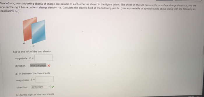 Solved Two infinite, nonconducting sheets of charge are | Chegg.com