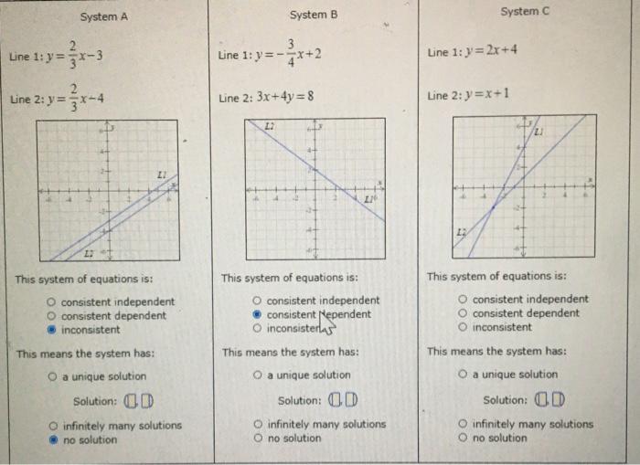 Solved System A System B System C Line 1: y=jr-3 Line 1: | Chegg.com