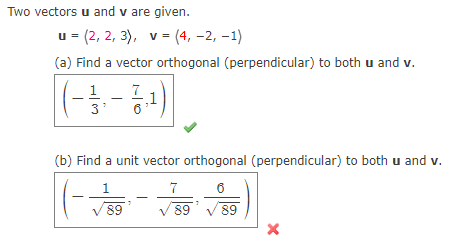 Solved Two vectors u ﻿and v ﻿are | Chegg.com