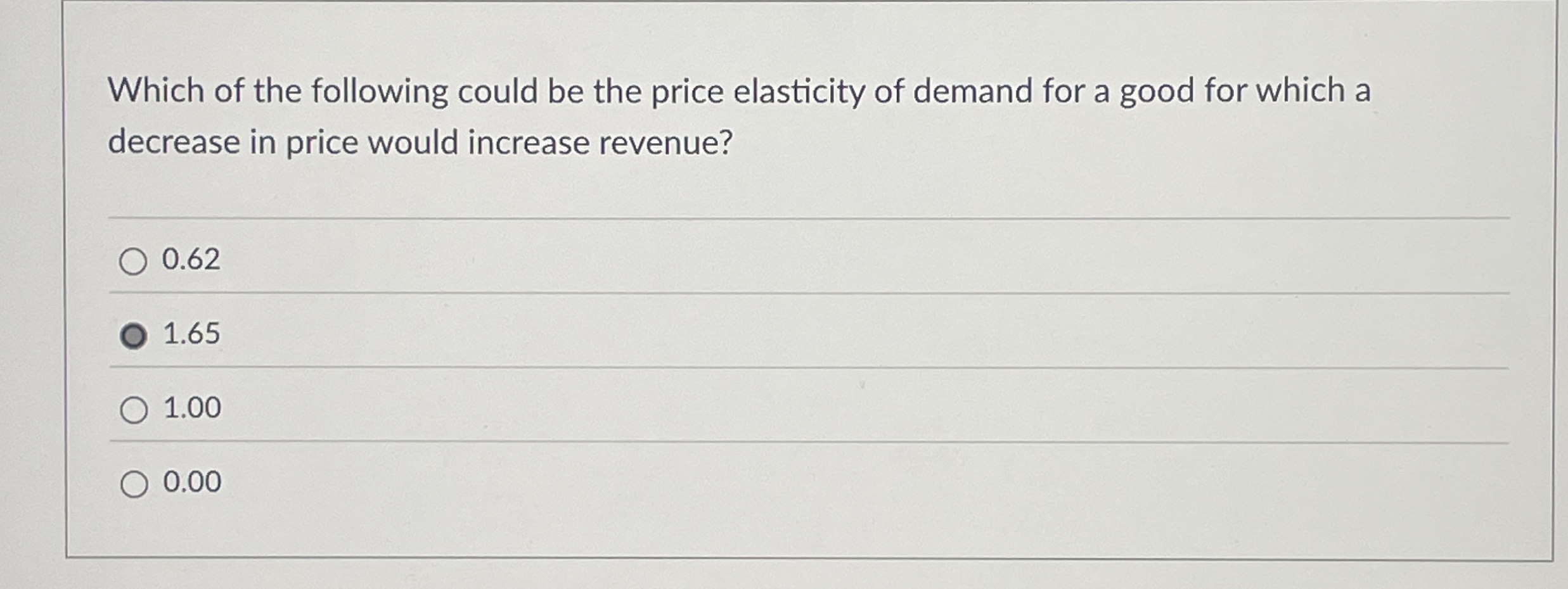 Solved Which of the following could be the price elasticity | Chegg.com
