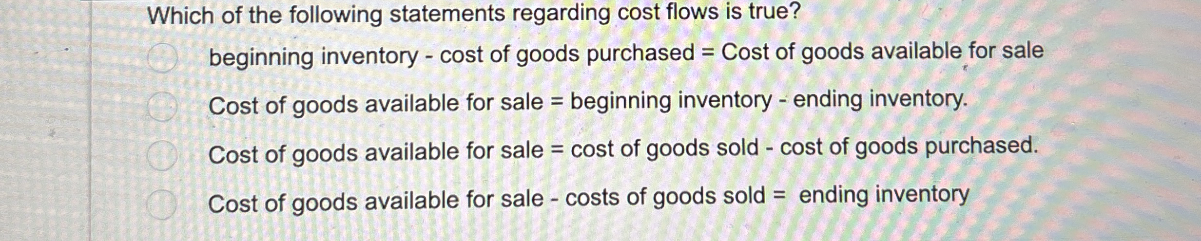 Solved Which of the following statements regarding cost | Chegg.com