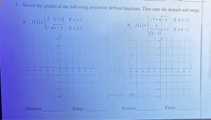 Solved 5. Sketch the graphs of the following piecewise | Chegg.com