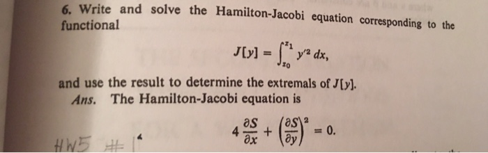 Solved Write and solve the Hamilton-Jacobi equation | Chegg.com