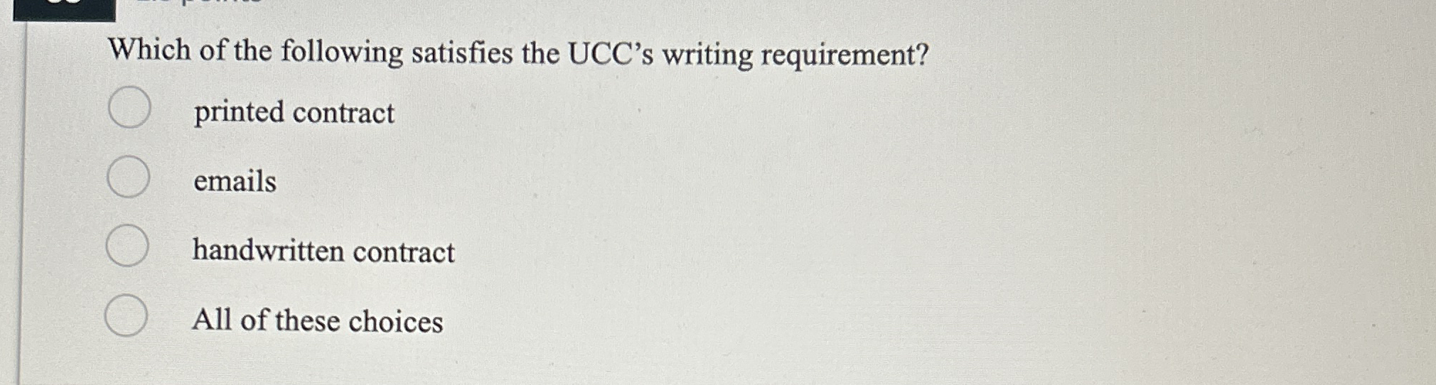 Solved Which of the following satisfies the UCC's writing | Chegg.com