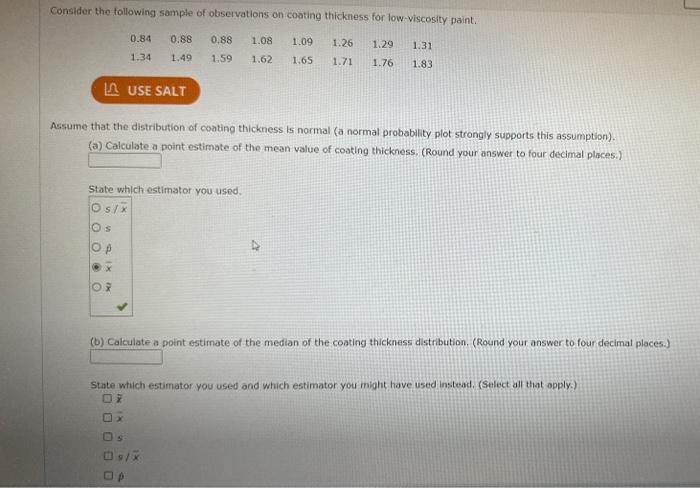 Solved Consider the following sample of observations on | Chegg.com
