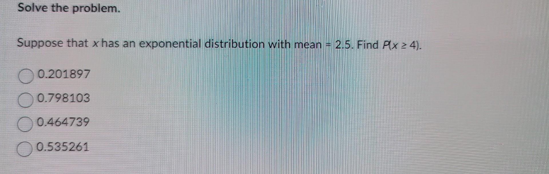Solved Suppose that x has an exponential distribution with | Chegg.com