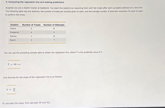 Solved 3. Computing the regression line and making | Chegg.com