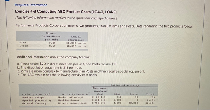 Solved Required information Exercise 4-8 Computing ABC | Chegg.com