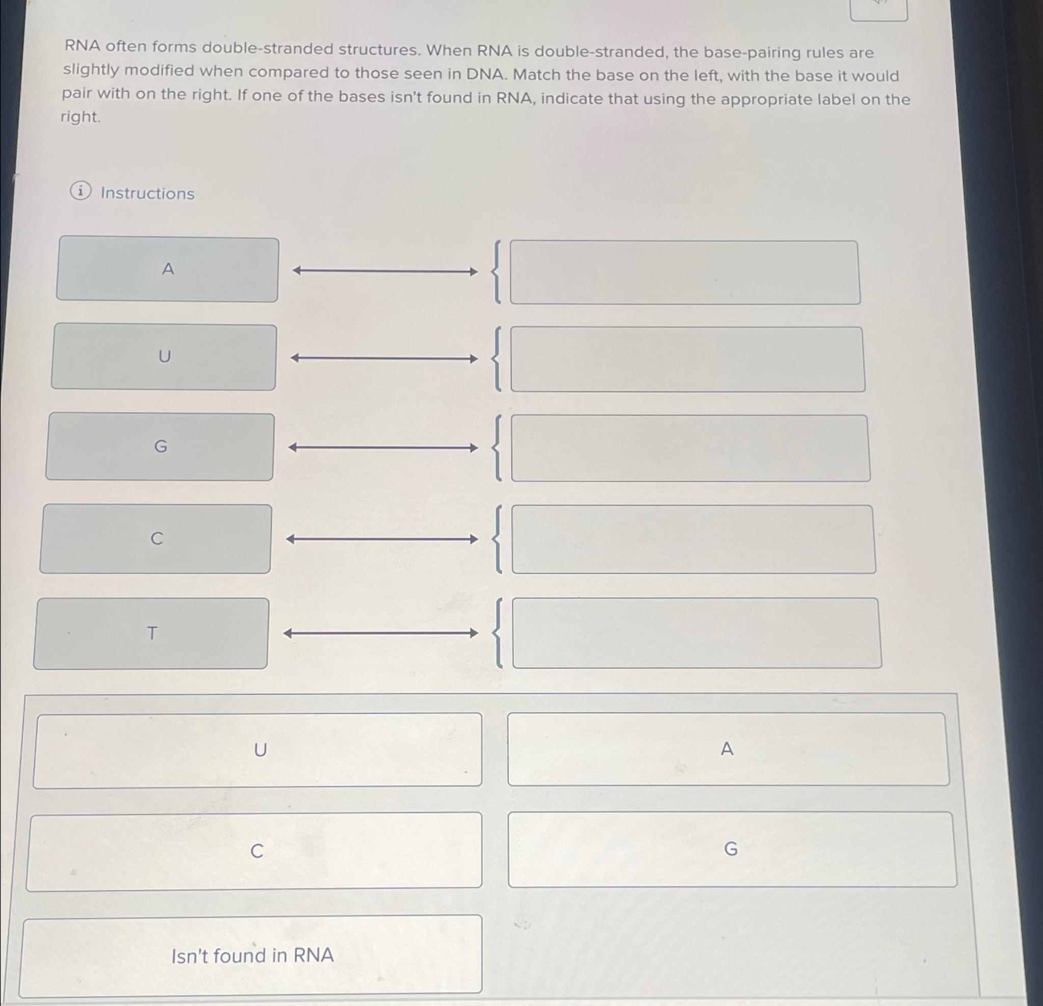 Solved RNA often forms double-stranded structures. When RNA | Chegg.com