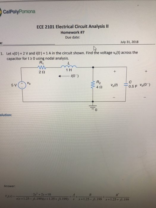 Solved CalPolyPomona ECE 2101 Electrical Circuit Analysis II | Chegg.com