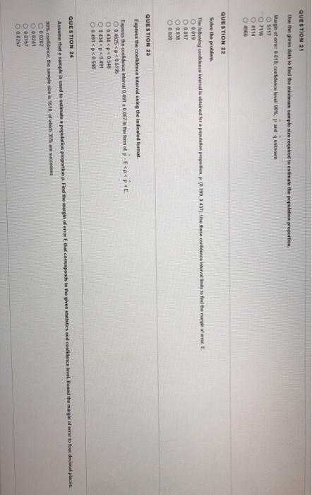 Solved QUESTION 1 Express the confidence interval using the | Chegg.com